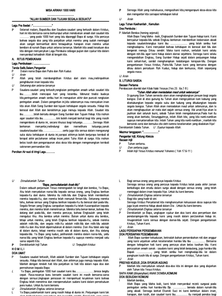 MISA ARWAH 1000 Hari | PDF