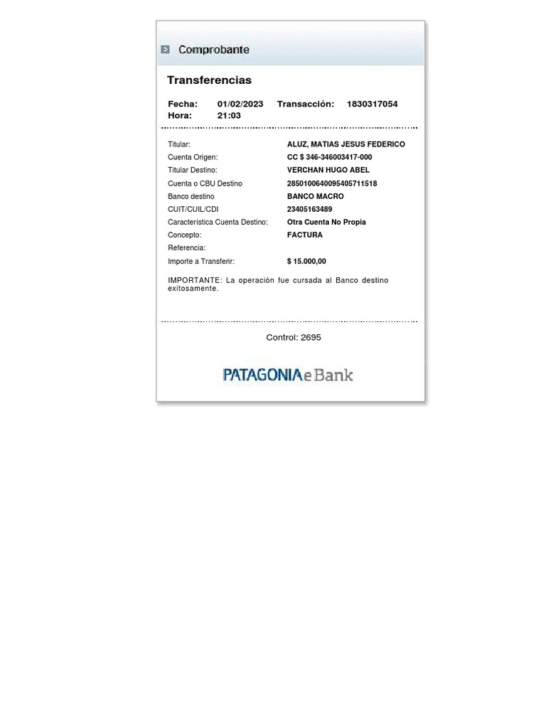 Comprobante Transferencia | PDF