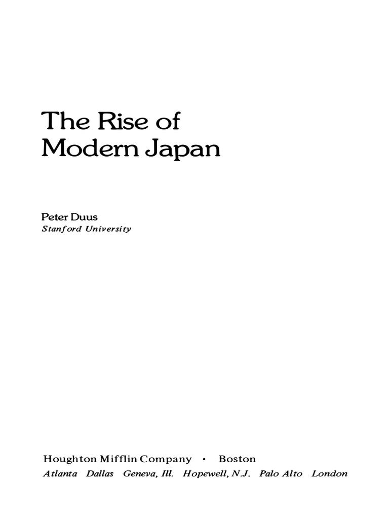 Duus, Peter - The Rise of Modern Japan (1976, Houghton Mifflin School ...
