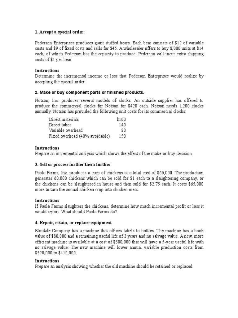 Incremental Analysis | PDF | Economies | Business Economics