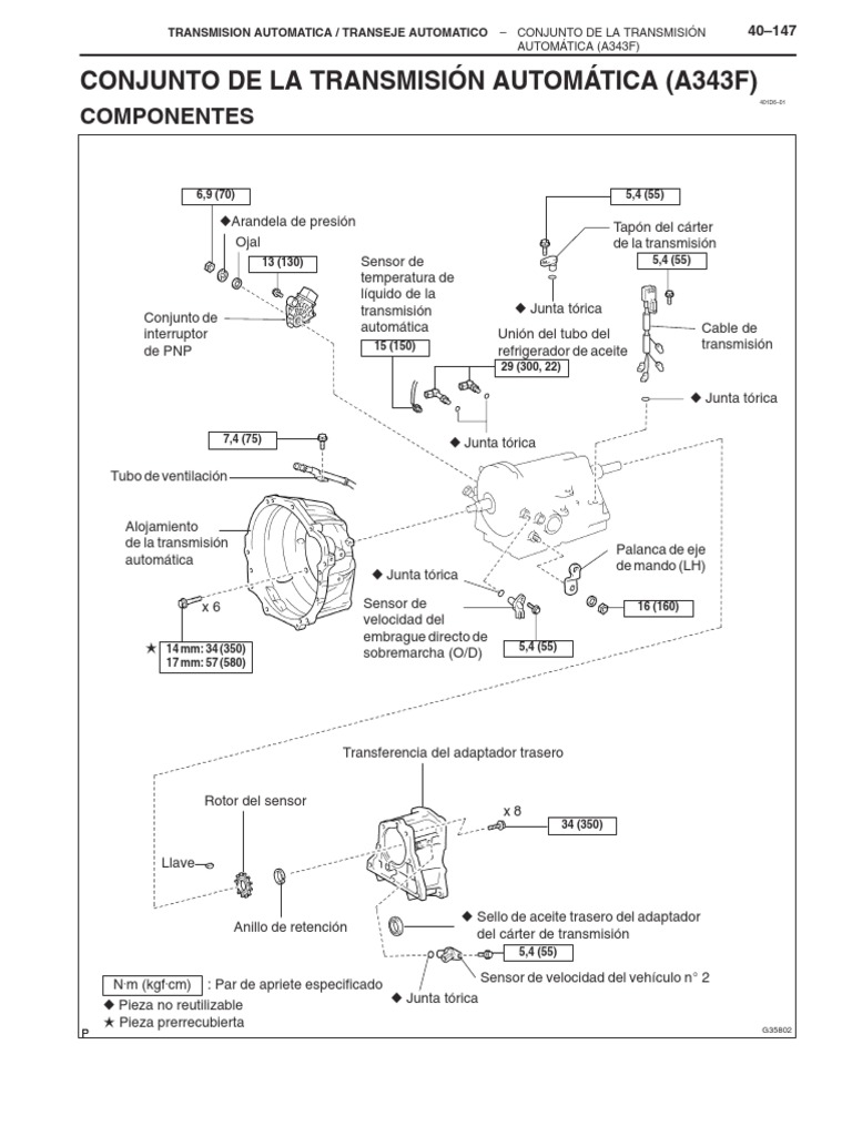 Diagrama de Transmisión A343F | PDF | Transmisión automática | Embrague
