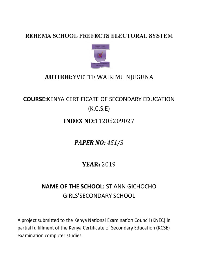 Rehema School Prefects Election System | PDF | Databases | Computer Data Storage