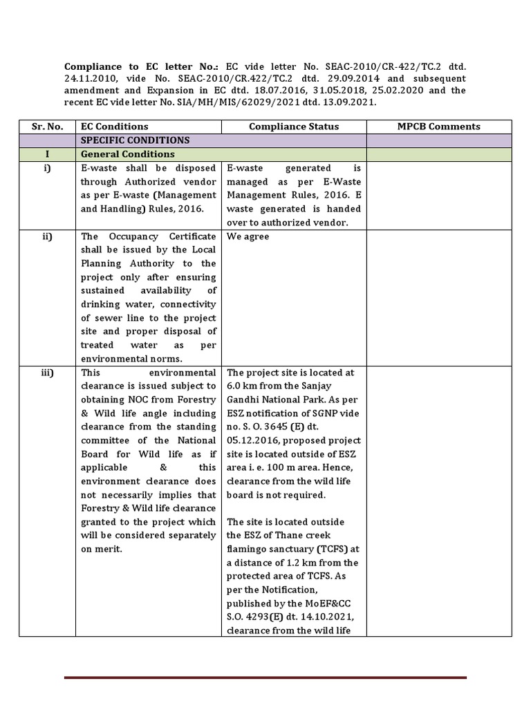 EC Compliance Report Gigaplex | PDF | Sanitation | Waste Management