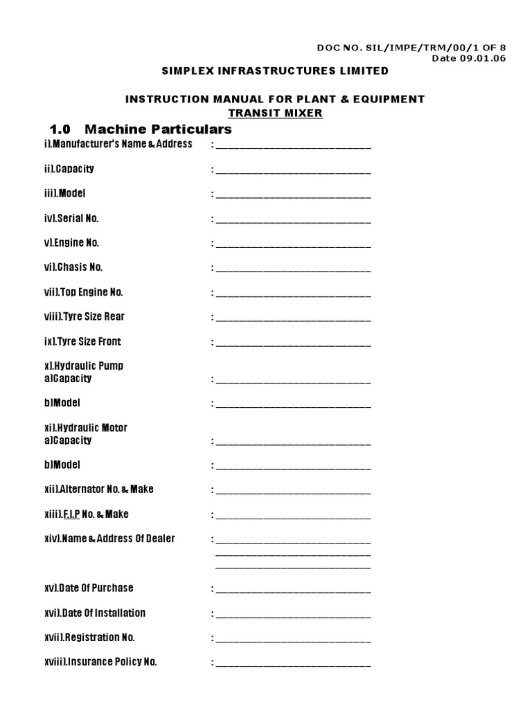 Transit Mixer Operation and Maintenance Guide | PDF
