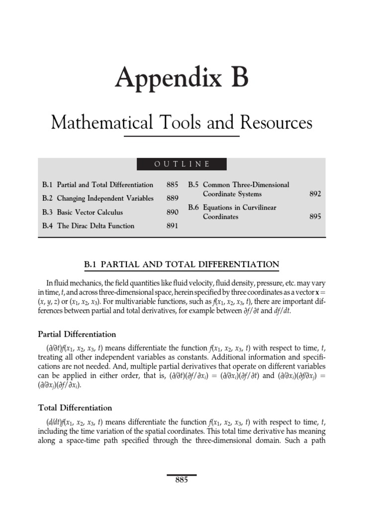 Appendix B - Mathematical Tools and Resources - 2016 - Fluid Mechanics | PDF | Teaching Methods ...