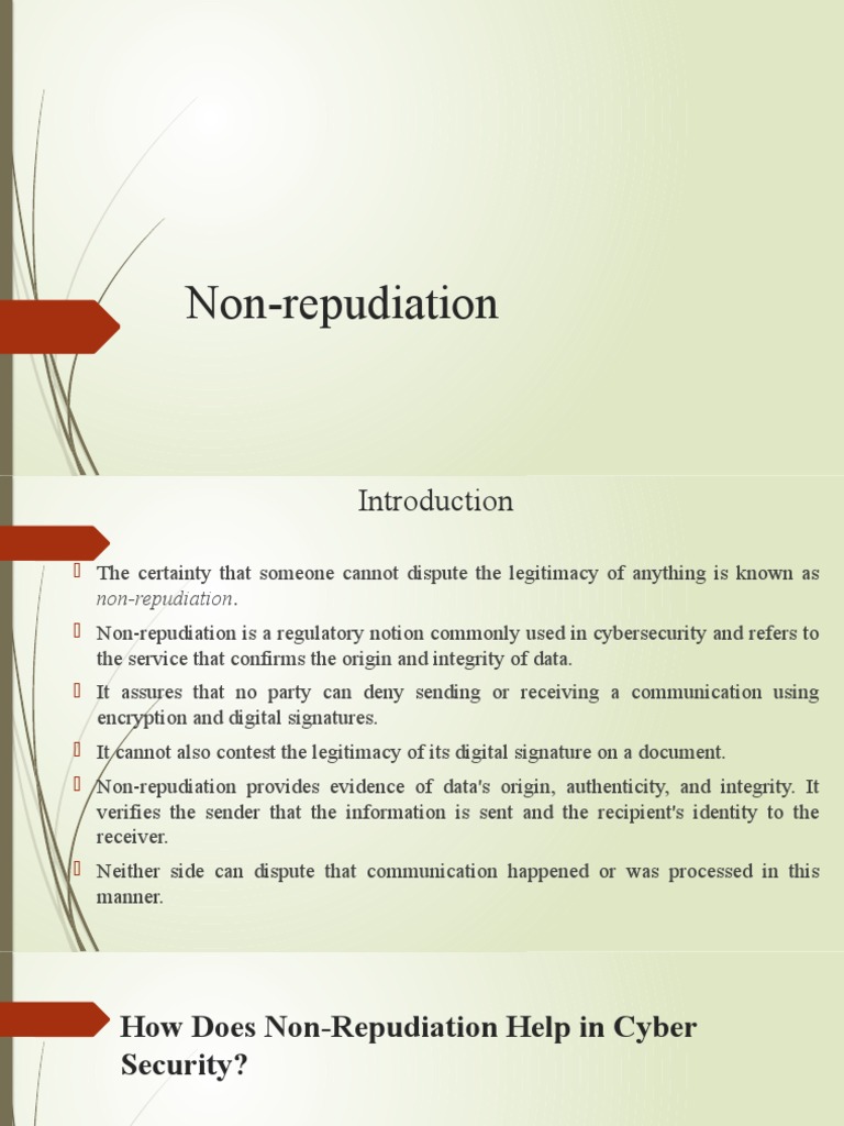 Non Repudiation | PDF | Cryptography | Public Key Cryptography
