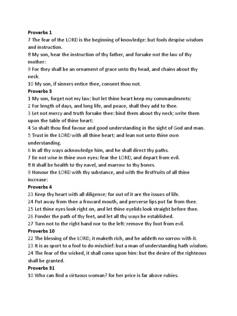 Memory Verse Proverbs | PDF | Book Of Proverbs | Old Testament Books
