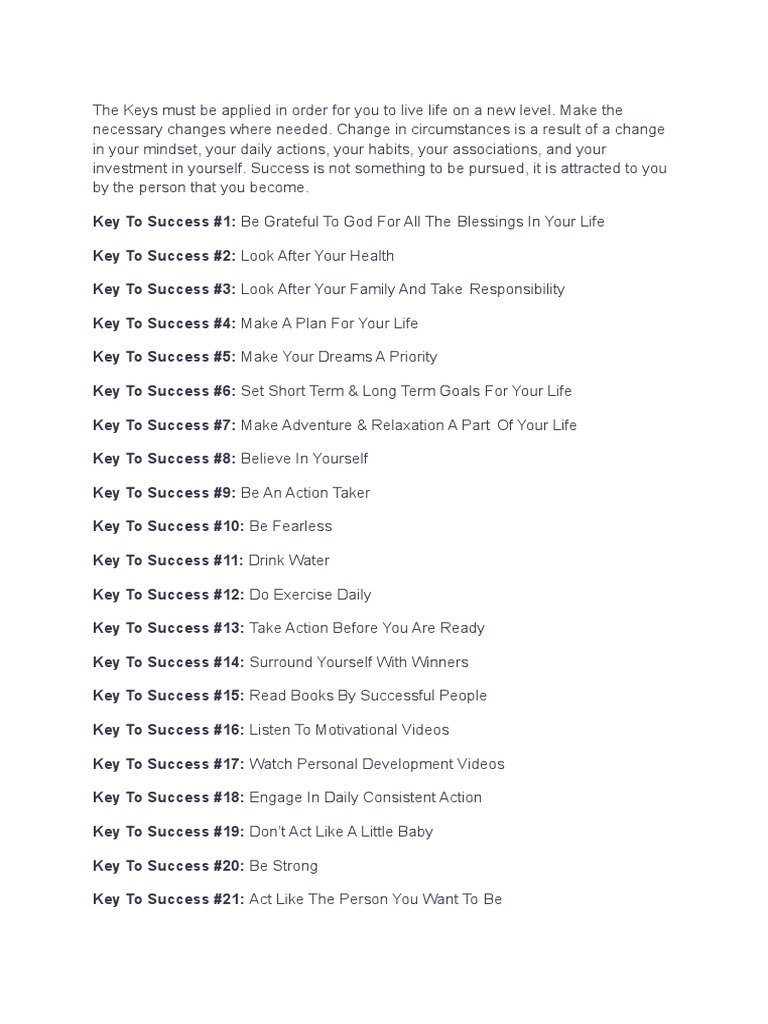 10. Keys to Success | PDF | Psychology