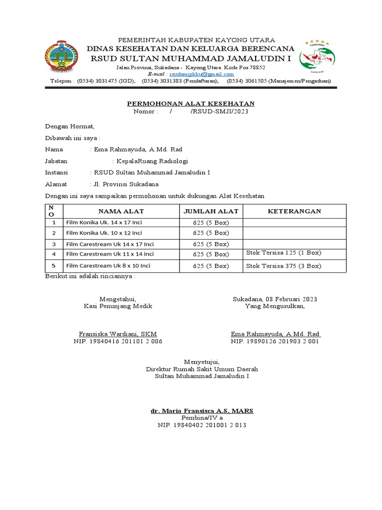Permohonan Alkes Radiologi 2023 | PDF