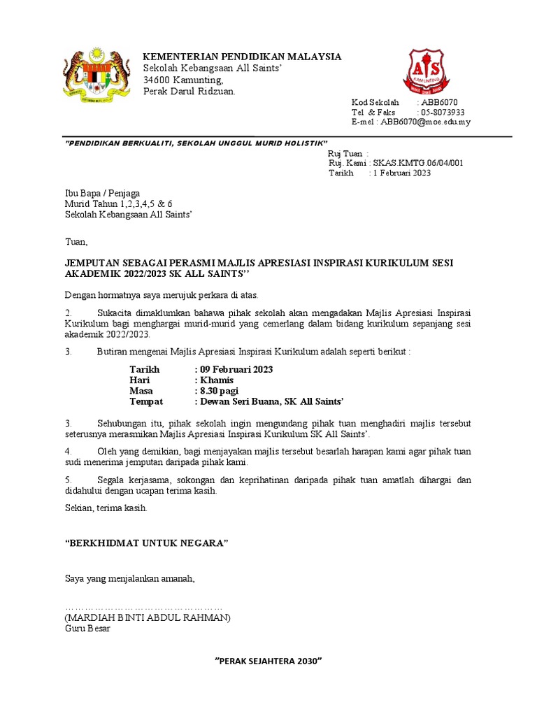 Surat Jemputan Perasmi | PDF