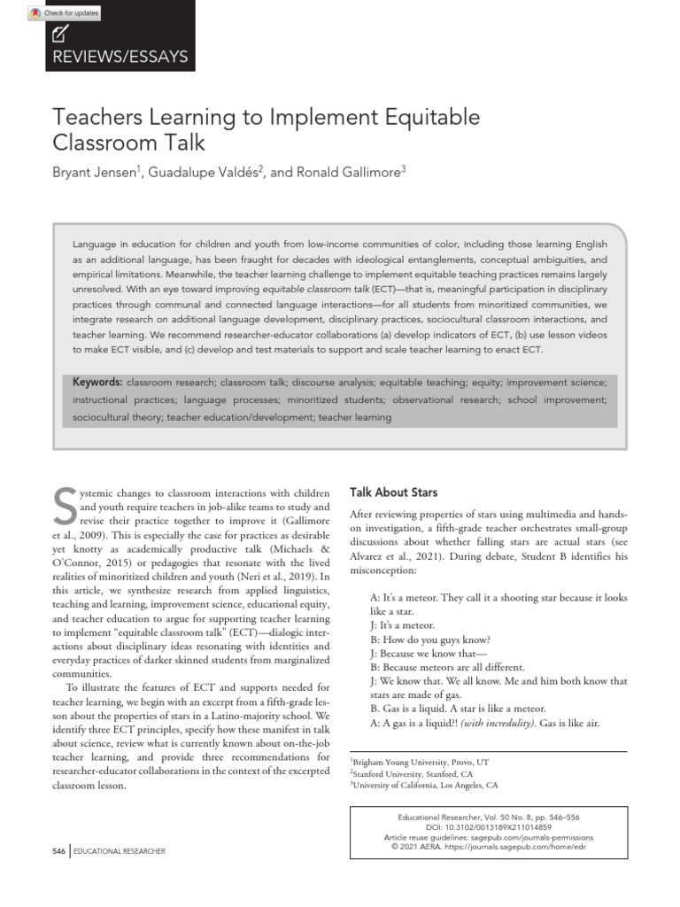 Jensen Et Al. - 2021 - Teachers Learning To Implement Equitable ...