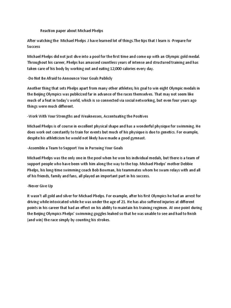 Reaction Paper Abou Michael Phelps | PDF | Self-Improvement
