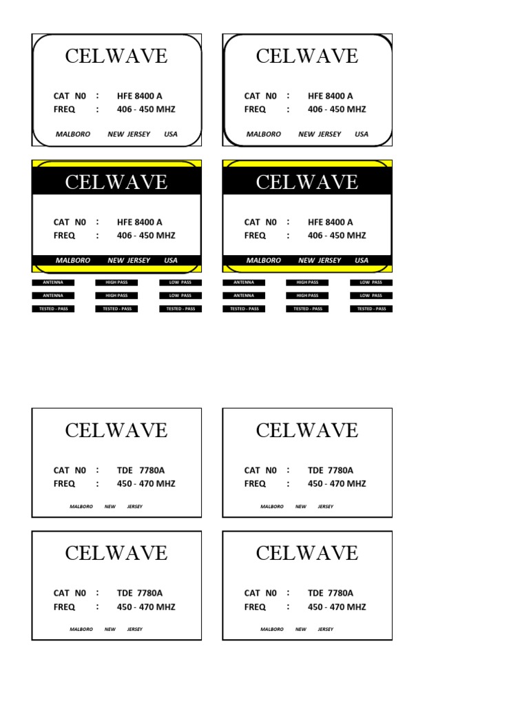 Celwave Duplexer Label | PDF | Broadcast Engineering | Electronic Engineering
