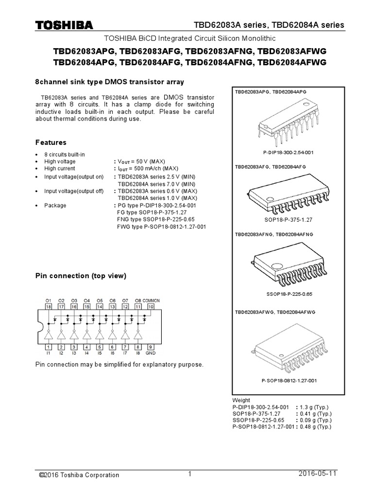 TBD62083APG Toshiba | PDF | Amplifier | Ignition System