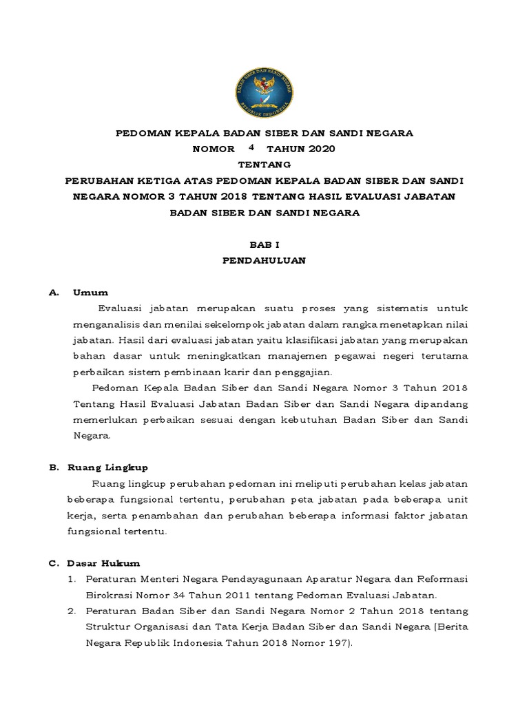 PERUBAHAN KETIGA PEDOMAN EVALUASI JABATAN BBSN | PDF