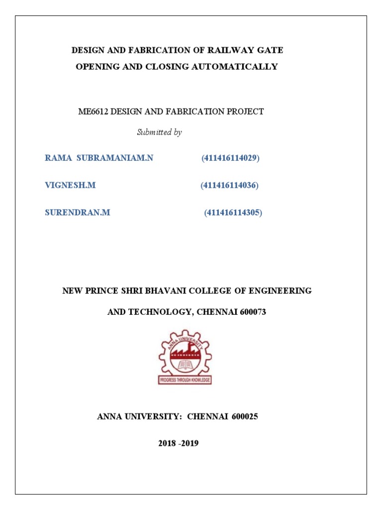 Design and Fabrication of Railway Gate | Download Free PDF | Automation ...