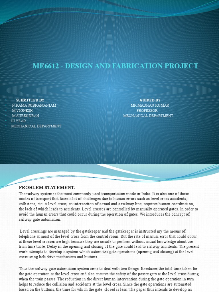 Design and Fabrication Project | PDF | Automation | Rail Transport