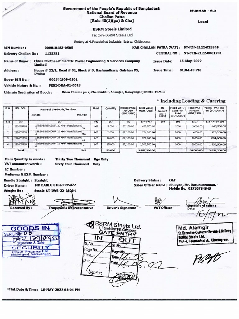 BSRM Steels Order | PDF