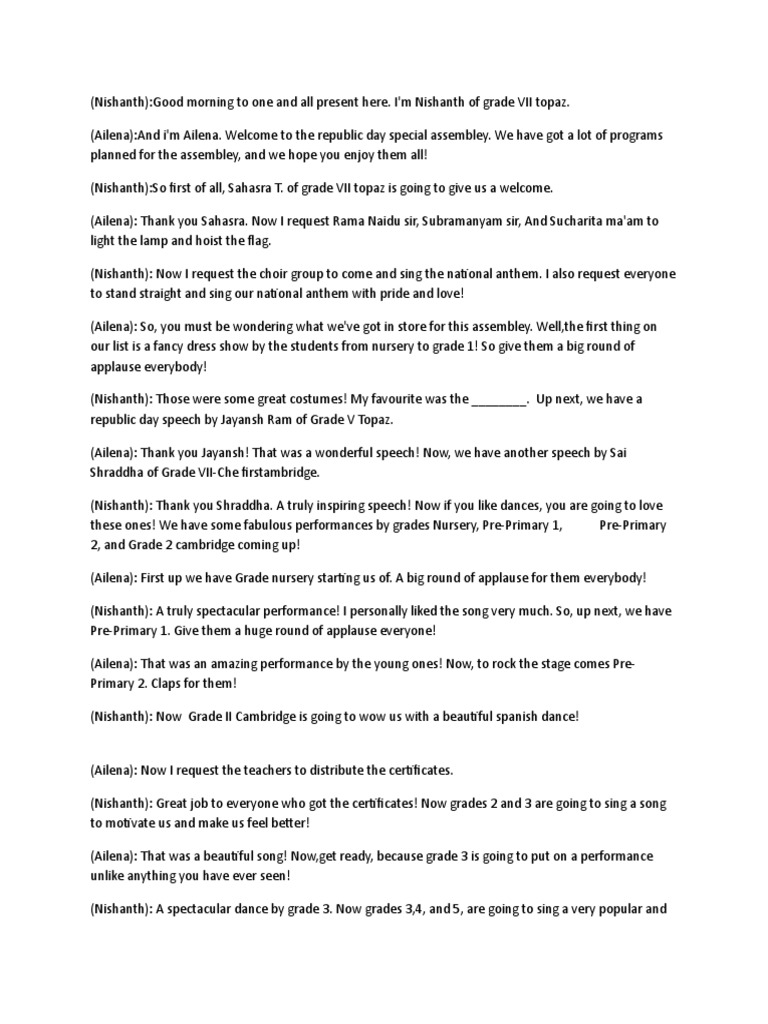 Republic Day Script v1 | PDF