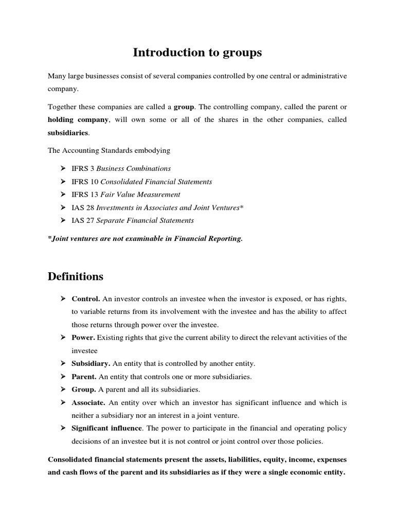 Introduction To Groups | PDF | Financial Statement | International ...