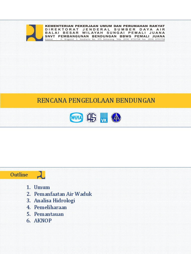 11 - Rencana Pengelolaan Bendungan | PDF
