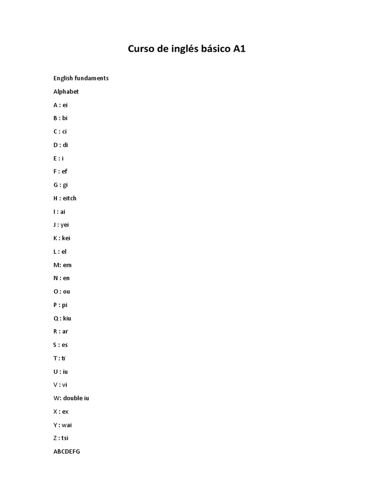Curso De Inglés Básico A1 Pdf