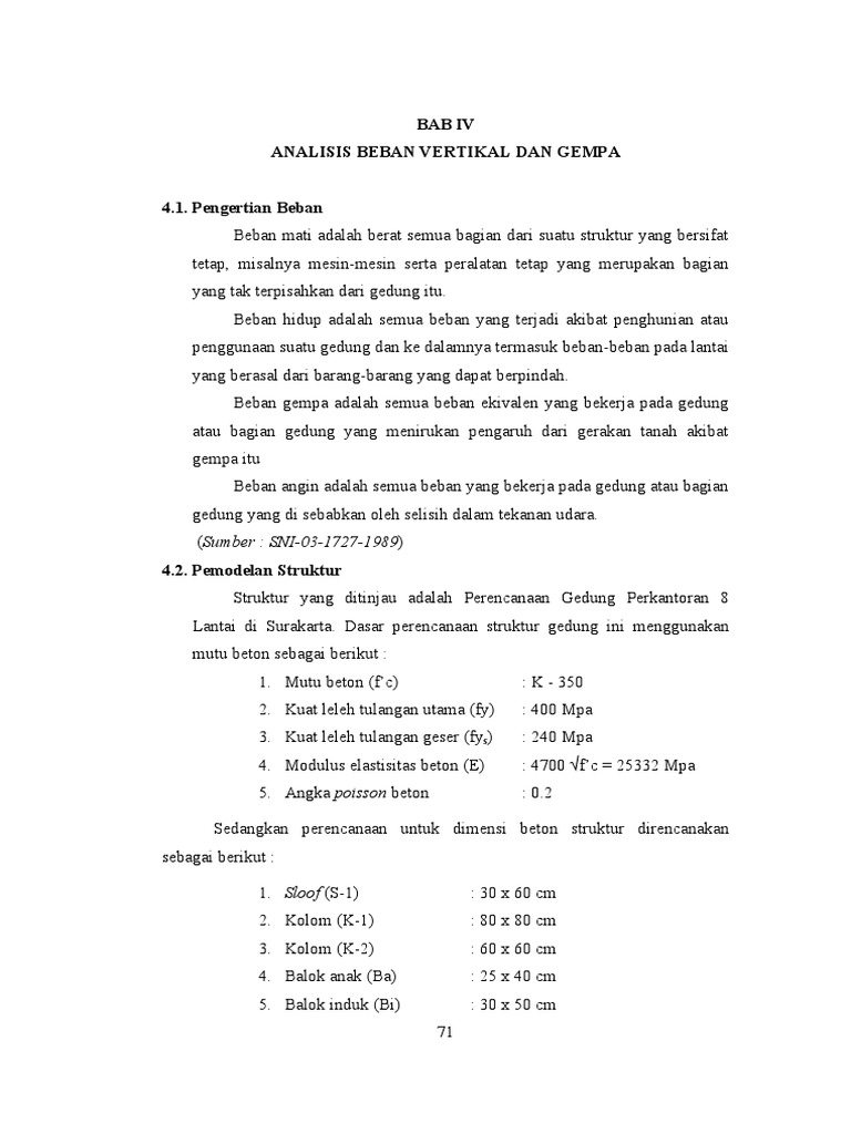 Analisis Beban Vertikal Dan Gempa | PDF