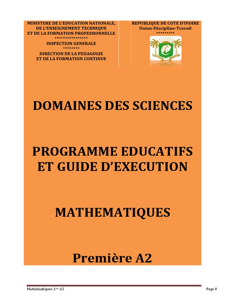 Programme de Mathématiques 1ère A2 | PDF | Fonction (Mathématiques ...