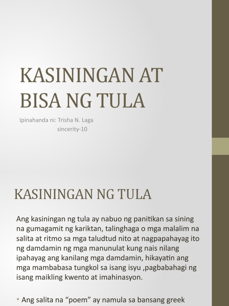 Kasiningan at Bisa NG Tula 3 | PDF