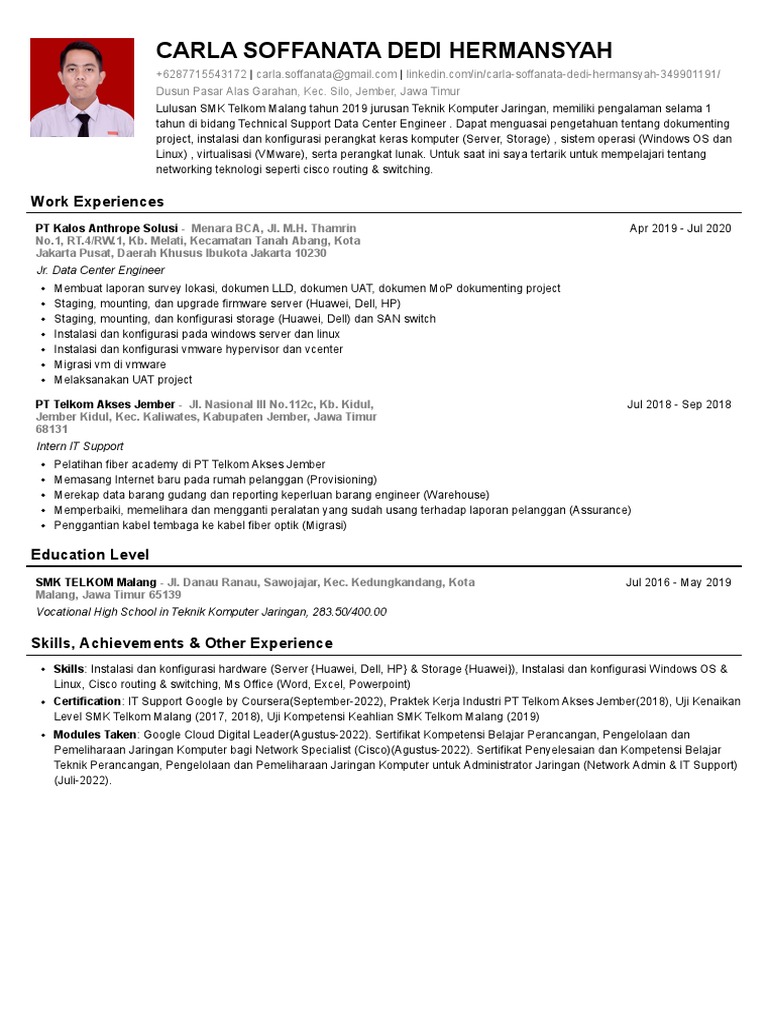 Carla Soffanata Dedi Hermansyah-Resume | PDF
