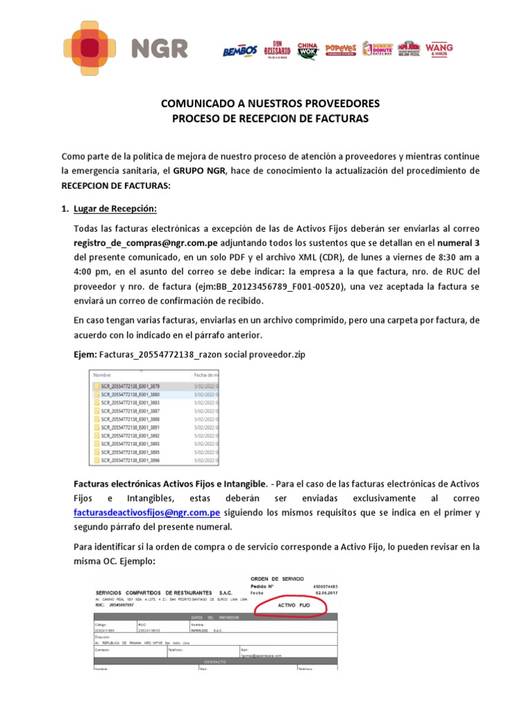 Comunicado Recepción de Facturas 2022vf | PDF