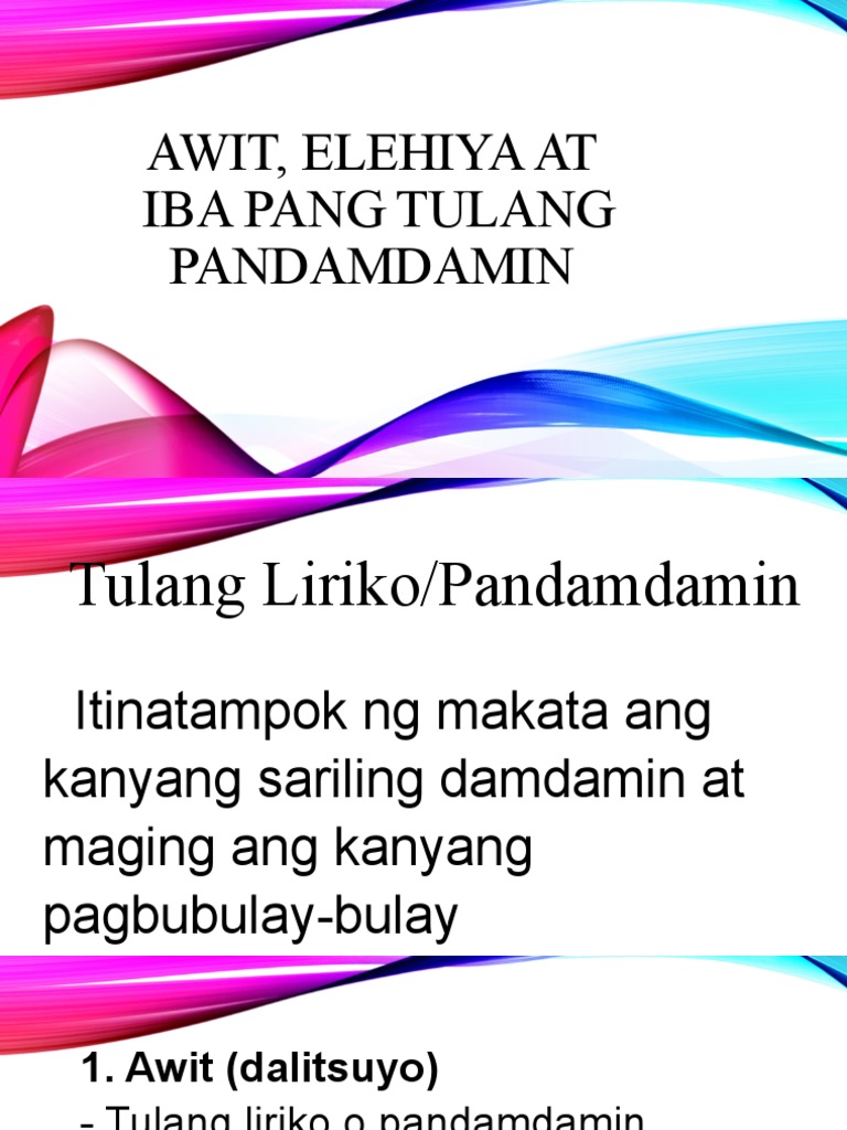Awit, Elehiya at Iba Pang Tulang Pandamdamin | PDF