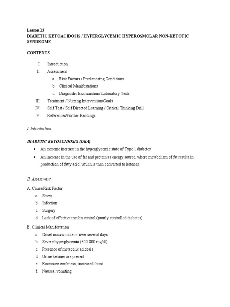 Diabetic Ketoacidosis & HHNS Overview | PDF | Hyperglycemia | Diabetes