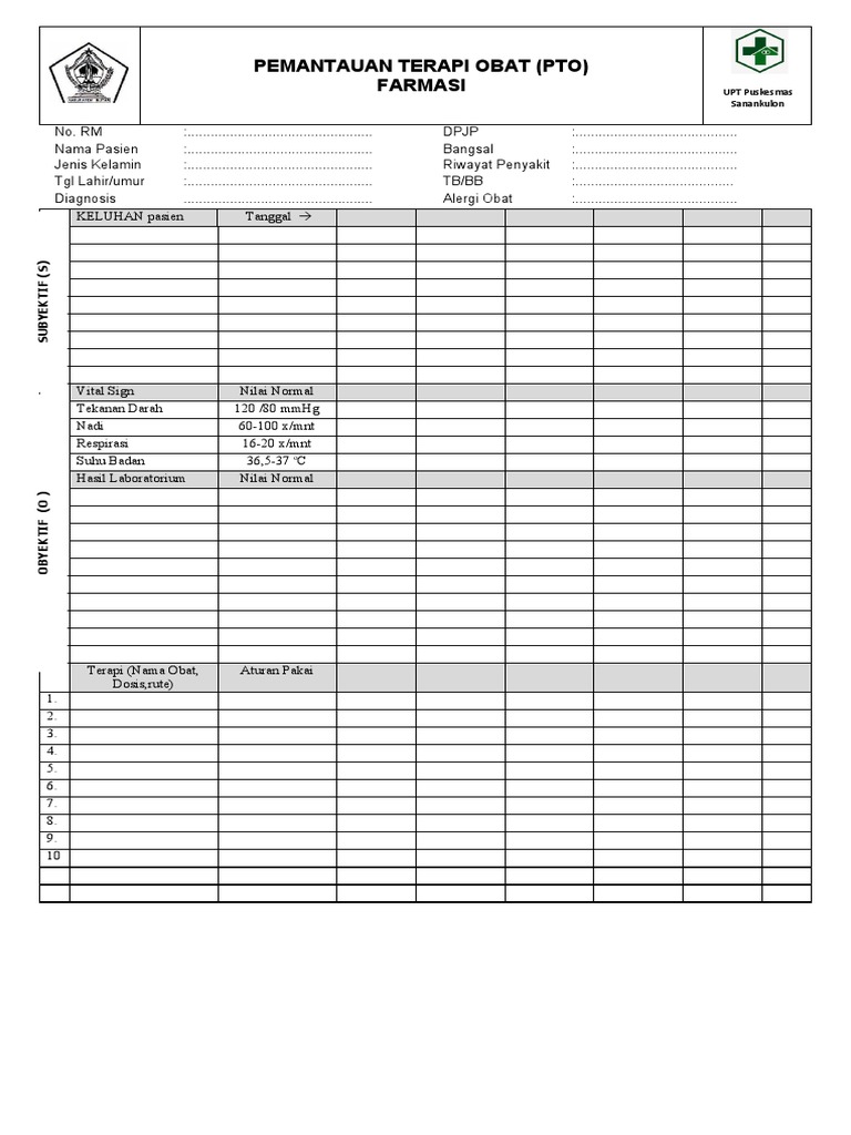 Form Pto Obat 2019 | PDF