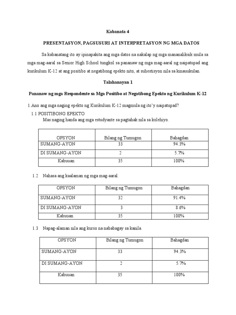 Interpretasyon NG Datos | PDF