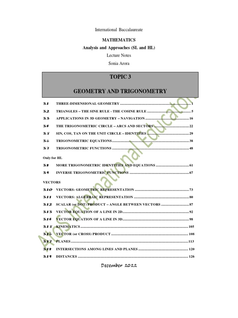 Topic 3. Geometry and Trigonometry | PDF | Trigonometric Functions ...