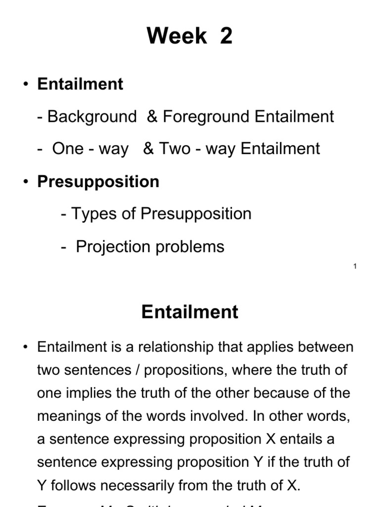 (With Notes) Presupposition and Entailment | PDF | Semiotics | Linguistics