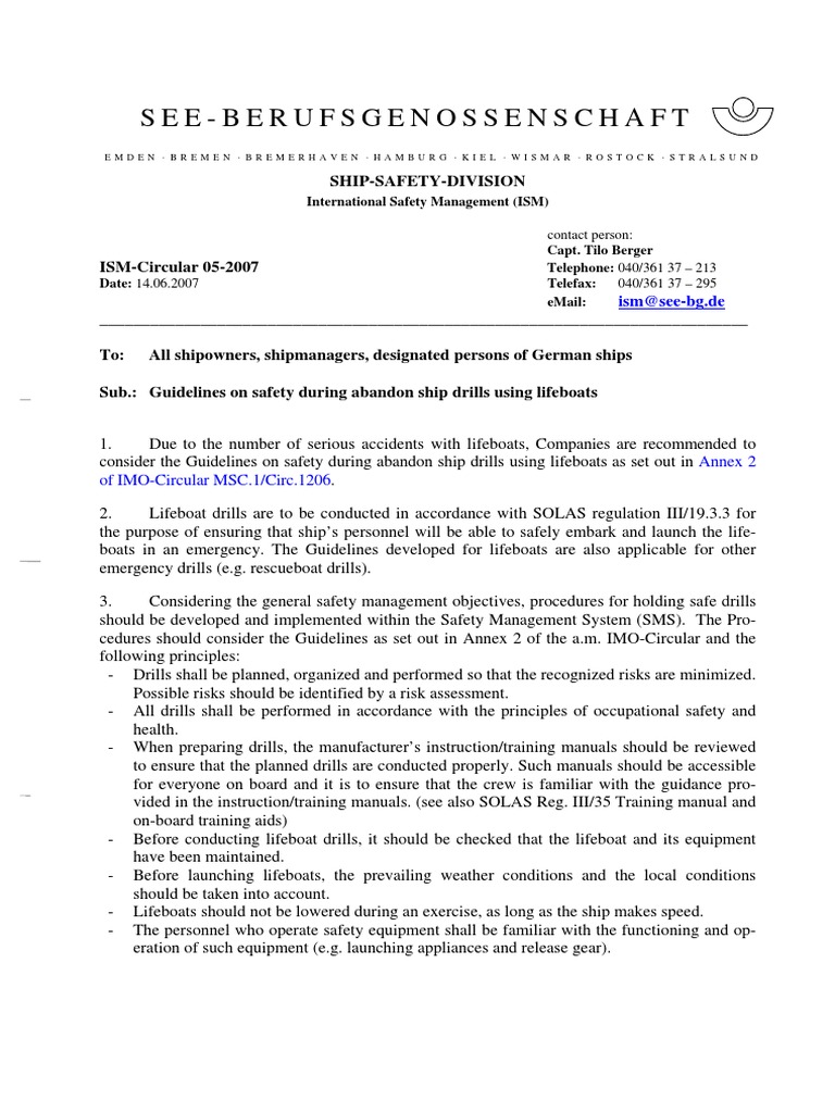 See-Berufsgenossenschaft: Annex 2 of IMO-Circular MSC.1/Circ.1206 | PDF ...