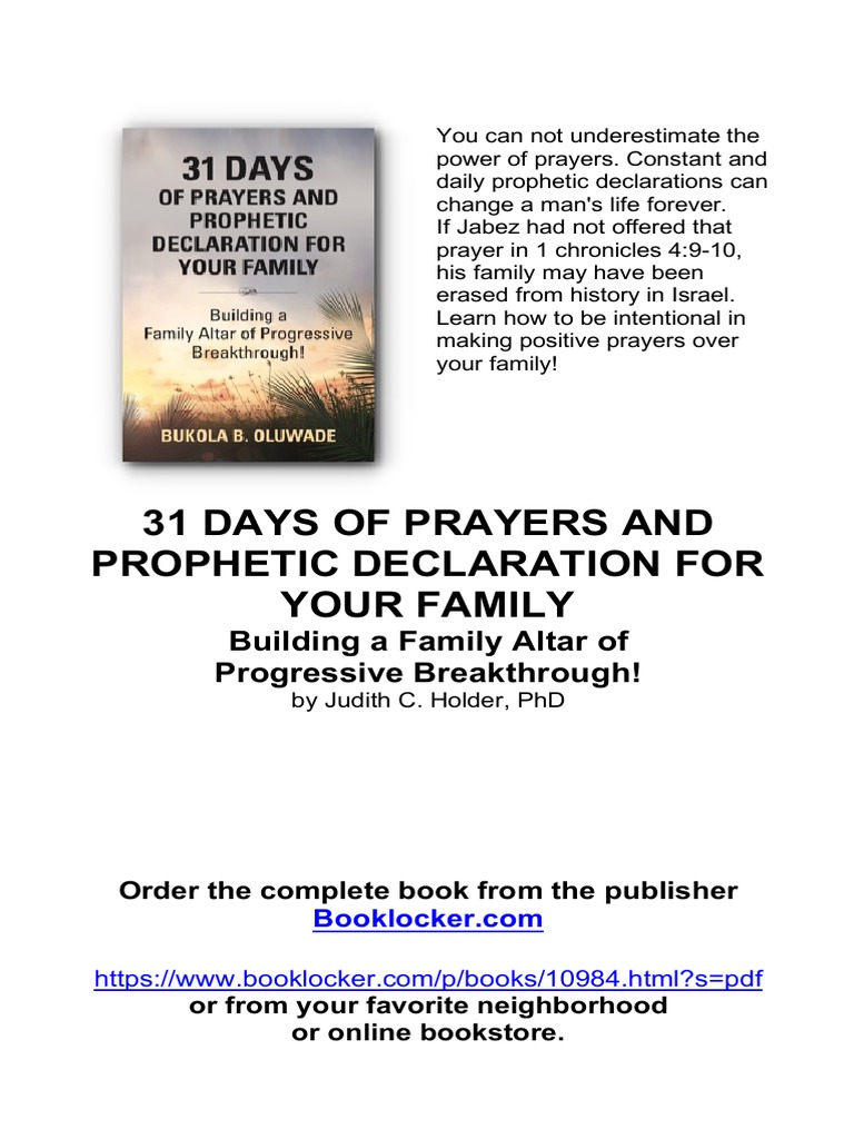 31 Days of Prayers and Prophetic Declaration For Your Family | PDF
