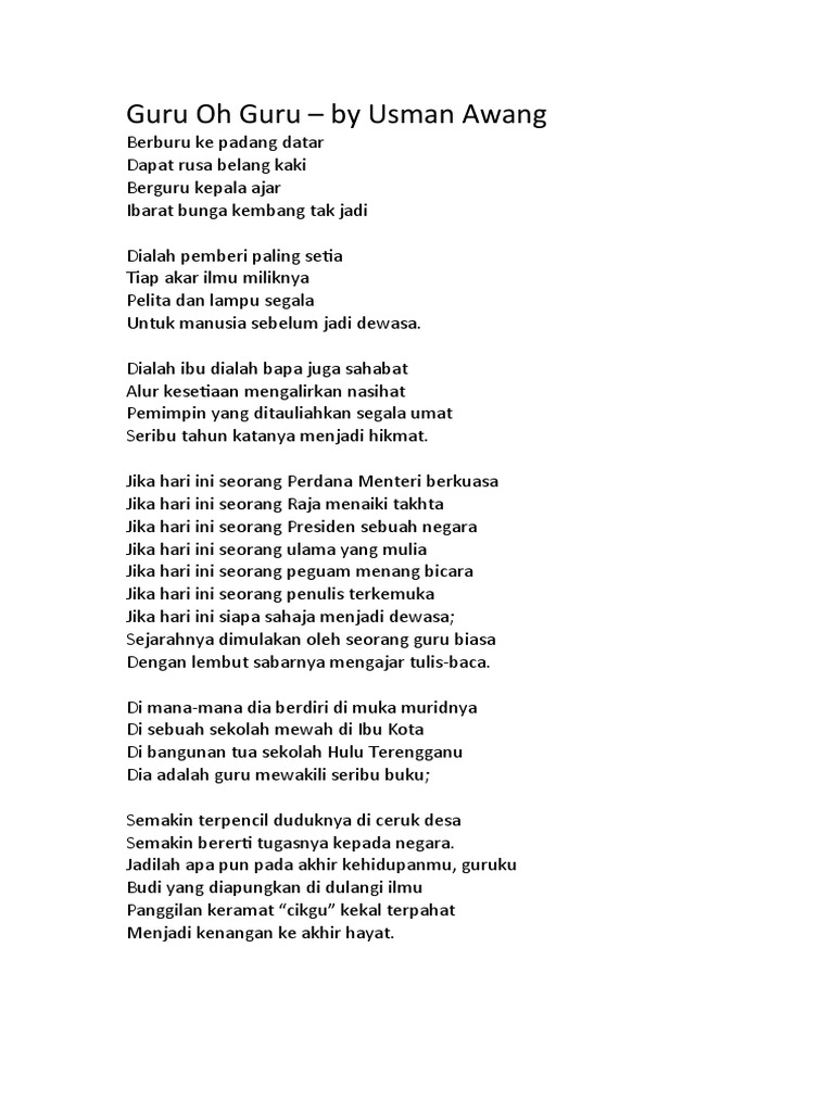 Guru Oh Guru - by Usman Awang | PDF