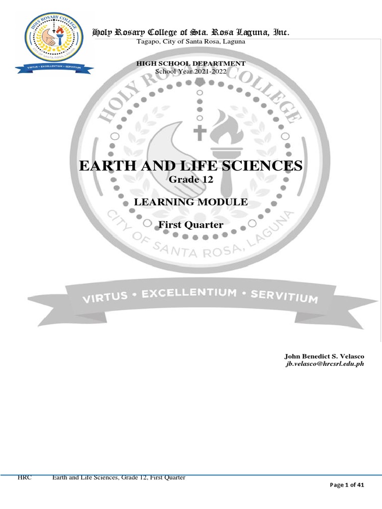 Earth and Life Science Quarter 1 Learning Module | PDF | Rock (Geology ...