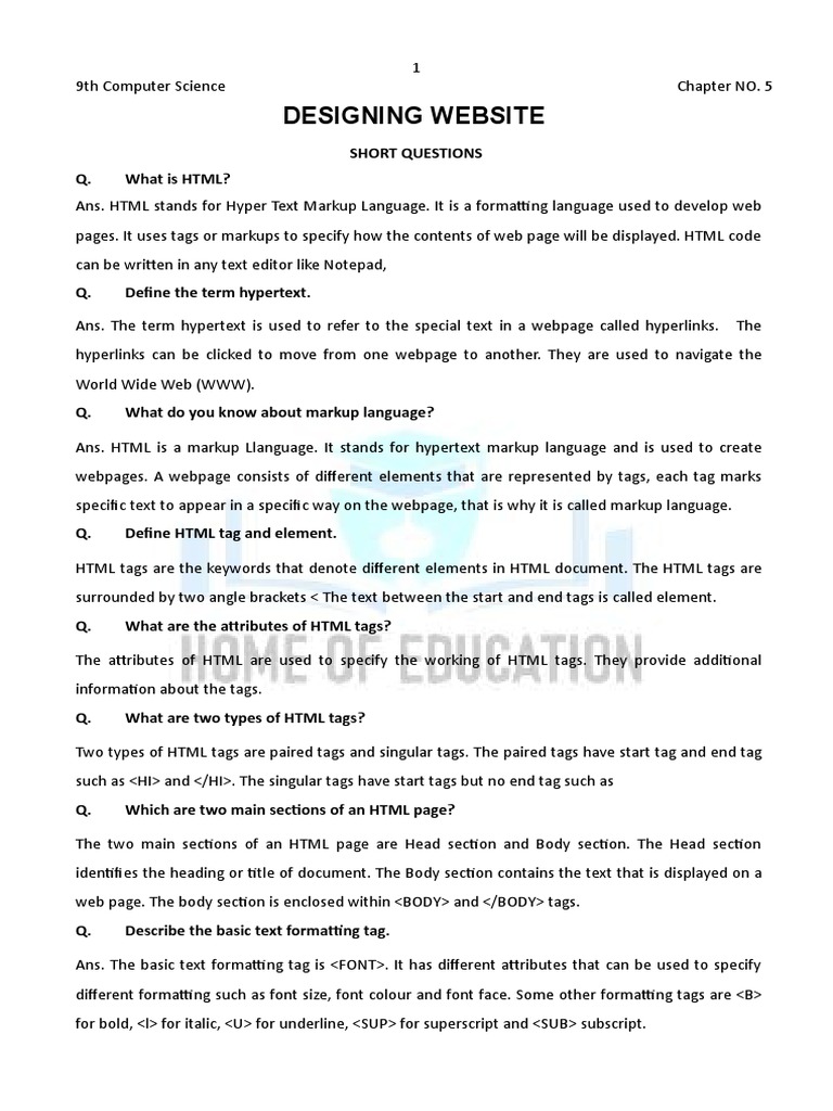 Chapter No 5 | PDF | Html Element | Html