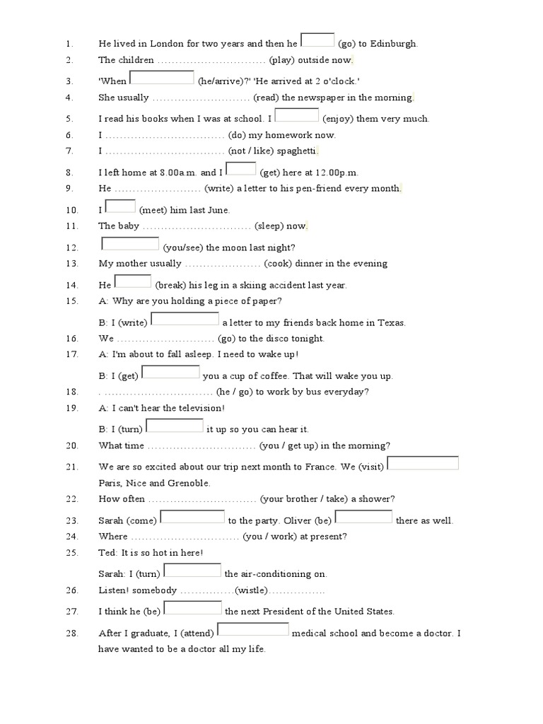 Simple Present, Presen Continuous, Past Tense, Future | PDF