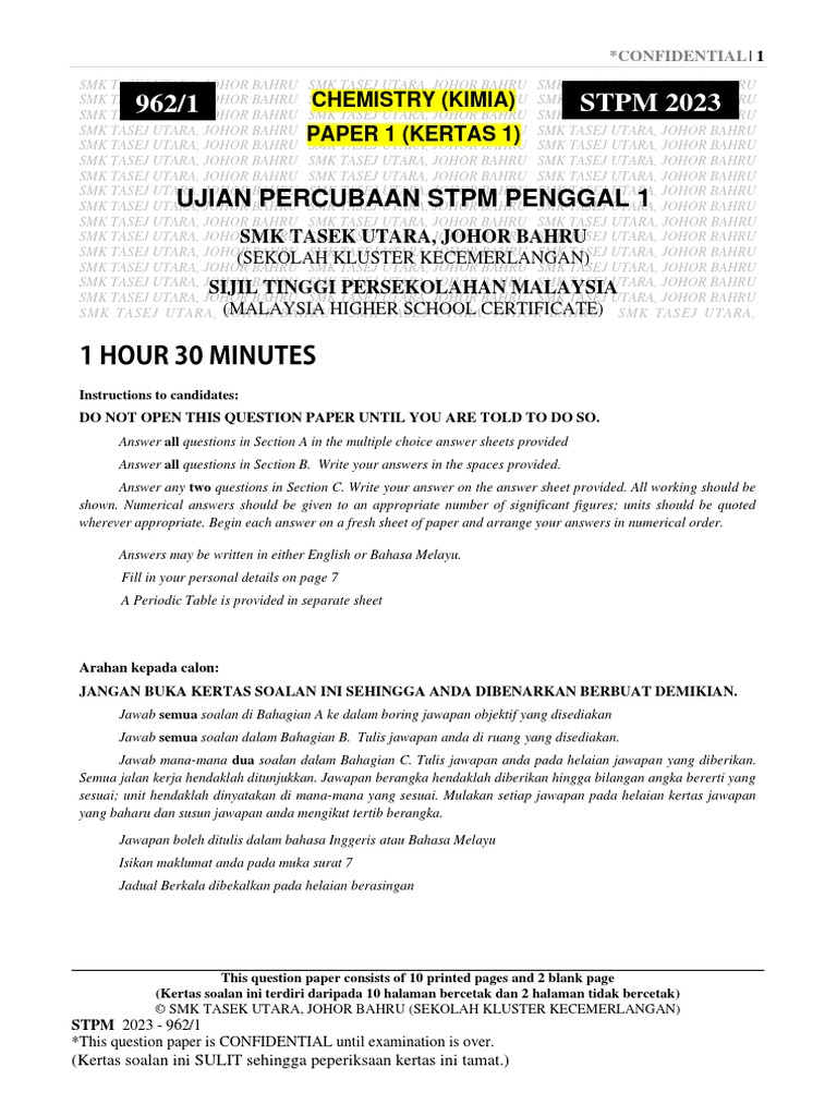 Gerak Gempur Sem 1 2023 | PDF | Gases | Atoms