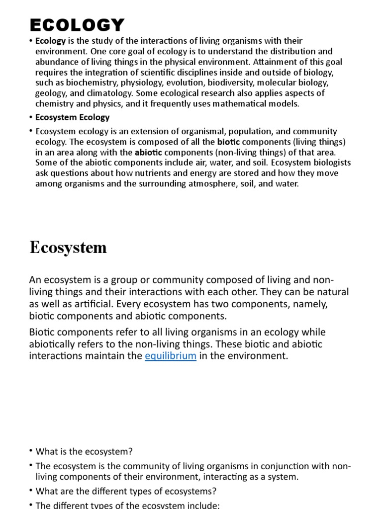 Ecology | PDF | Food Web | Ecosystem