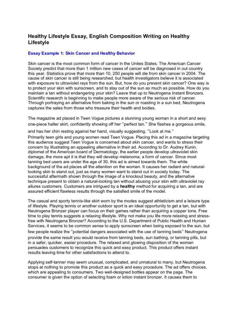 Healthy Lifestyle Essay | PDF | Organic Farming | Glycemic Index