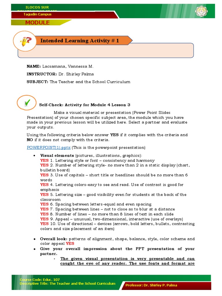 Module 4 Lessons 3,4 ACTIVITY1 | PDF | Teachers | Learning