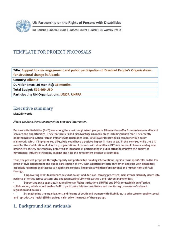 Albania Project Proposal | PDF | Disability | Governance