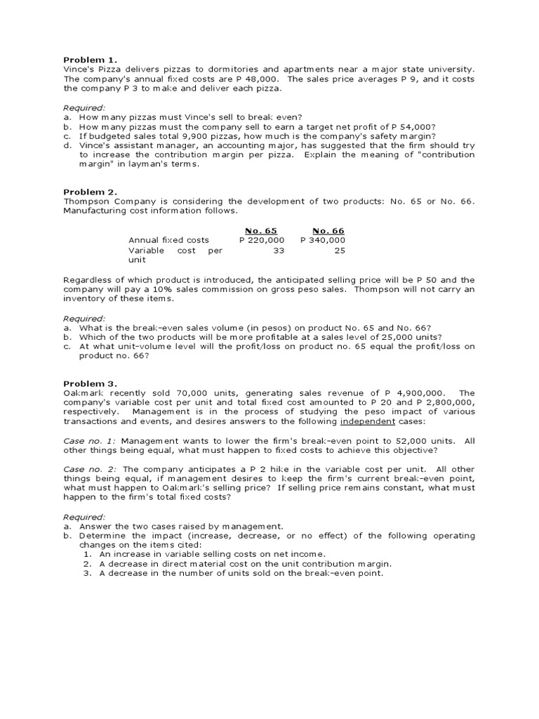 Quiz #3 - CVP Analysis | PDF | Private Sector | Business Economics Quiz #3 - CVP Analysis | PDF | Private Sector | Business Economics