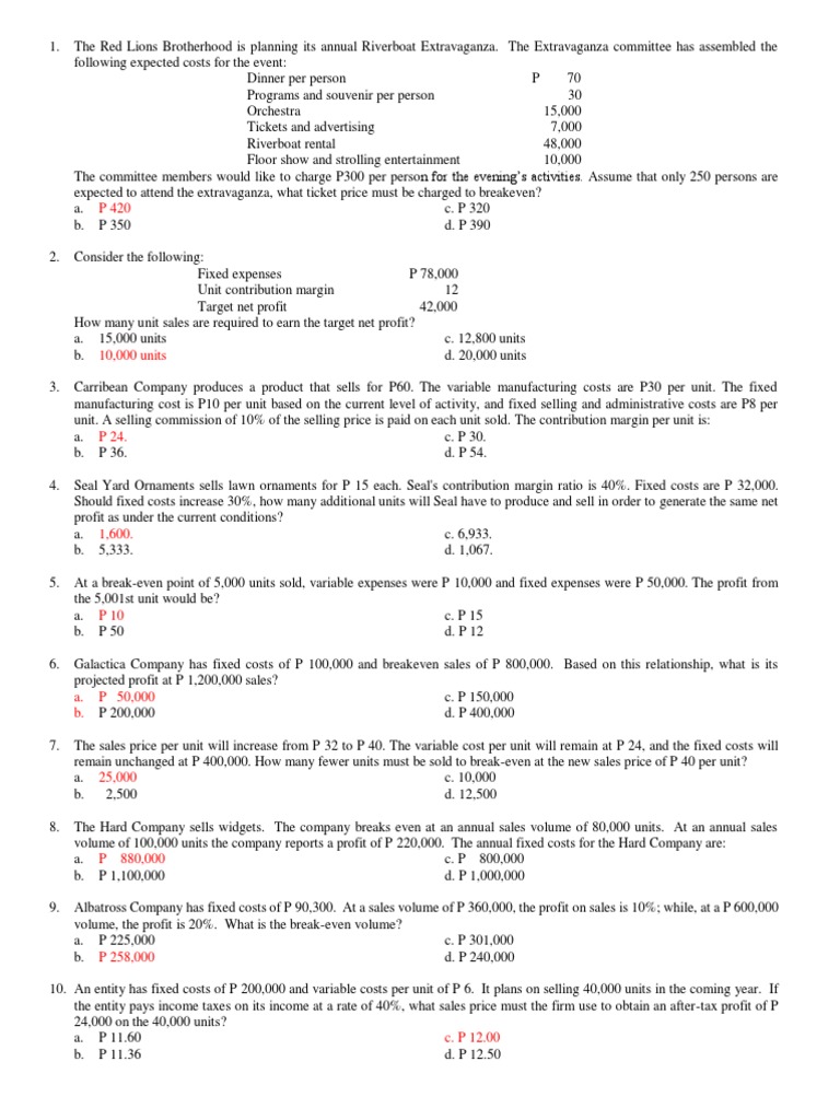 Quiz #2 - Breakeven | PDF | Business Economics | Marketing